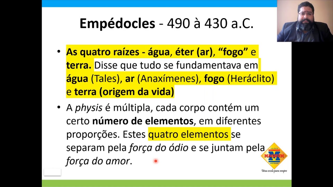 Aula 7 - Empédocles e os quatro elementos - YouTube