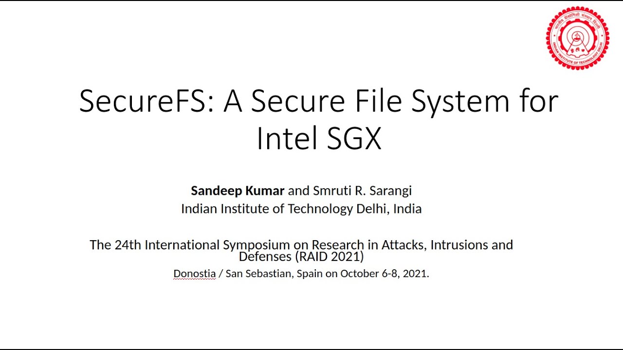 SecureFS: A Secure File System for Intel SGX. - YouTube