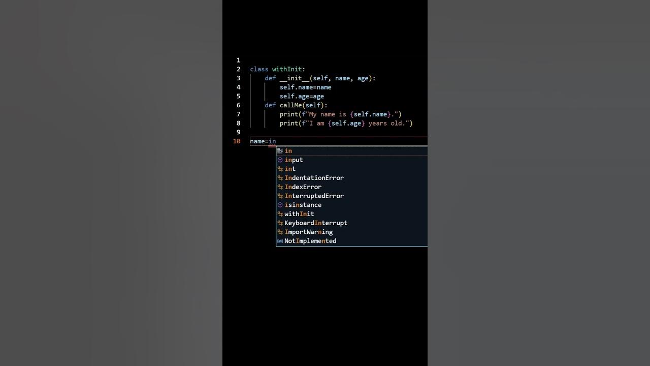 Python Class Using Init Pythonclass Objectorientedprogramming Youtube