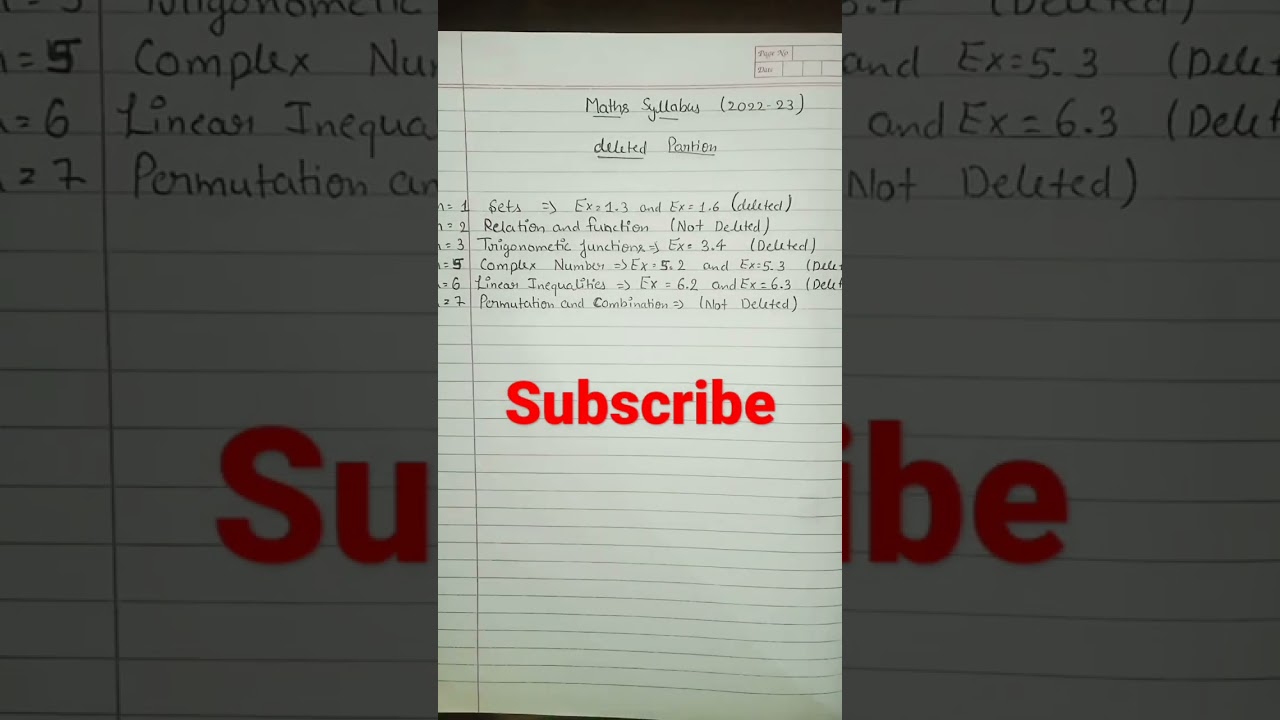 class 11 Math Deleted Syllabus (2022-23)First term - YouTube