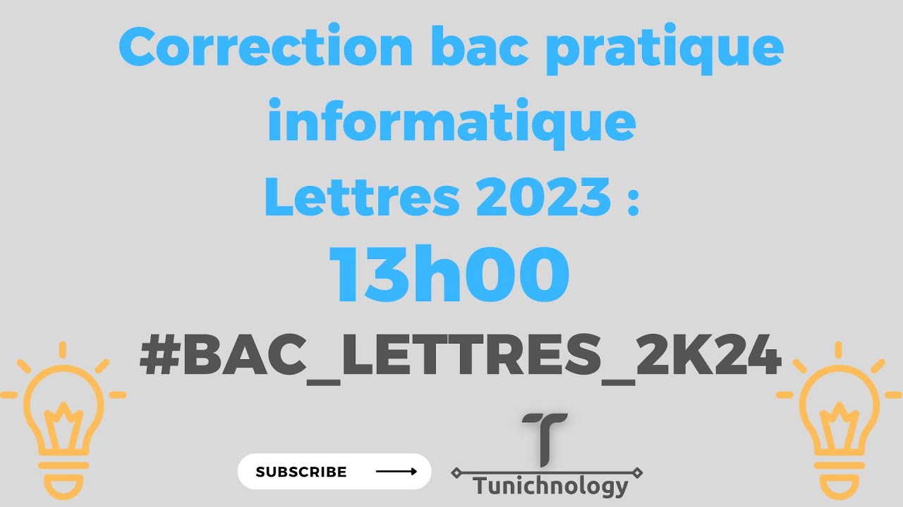 Correction bac pratique informatique 2023 (bac Lettre) :BAC 13h00 - YouTube