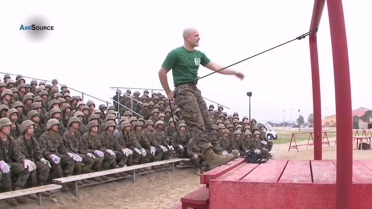 U.S. Marine Recruits Learning Static Rope Suspension Techniques - YouTube