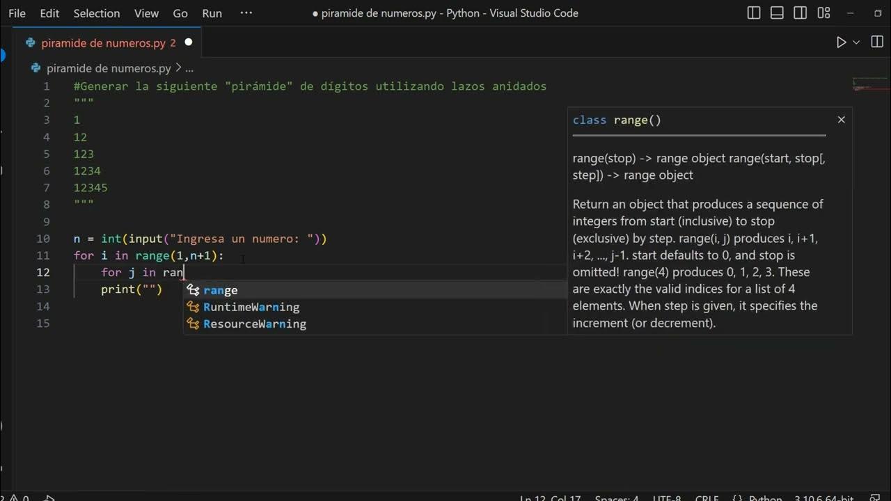 Pirámide de números en Python - YouTube