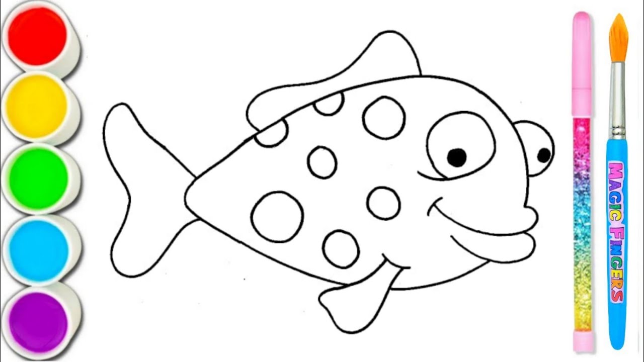 Fish drawing , Painting and Coloring For Kids and Toddlers kids art ...