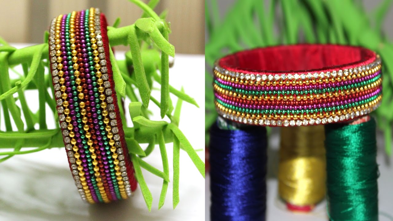Silk Thread Single Bangle Making | Jewellery Making for Beginners - YouTube