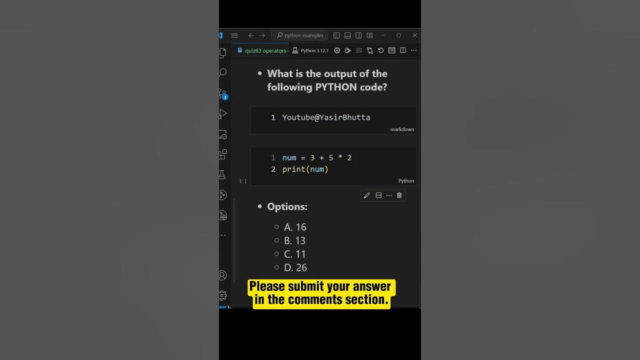 Python Quiz #63: Operators Quiz for Beginners | Python MCQs | Python For Beginners # ...