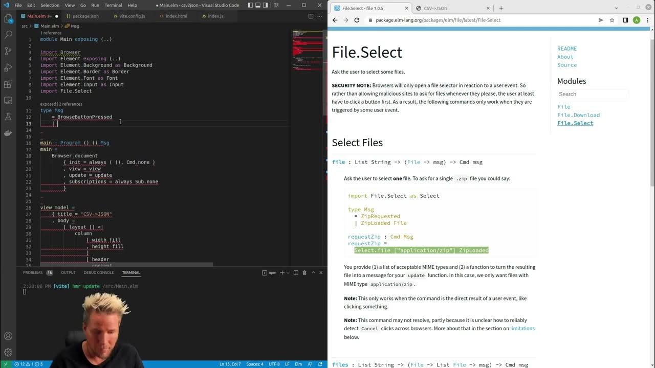 Offline Elm CSV to JSON GUI application in one video (elm-ui) - YouTube