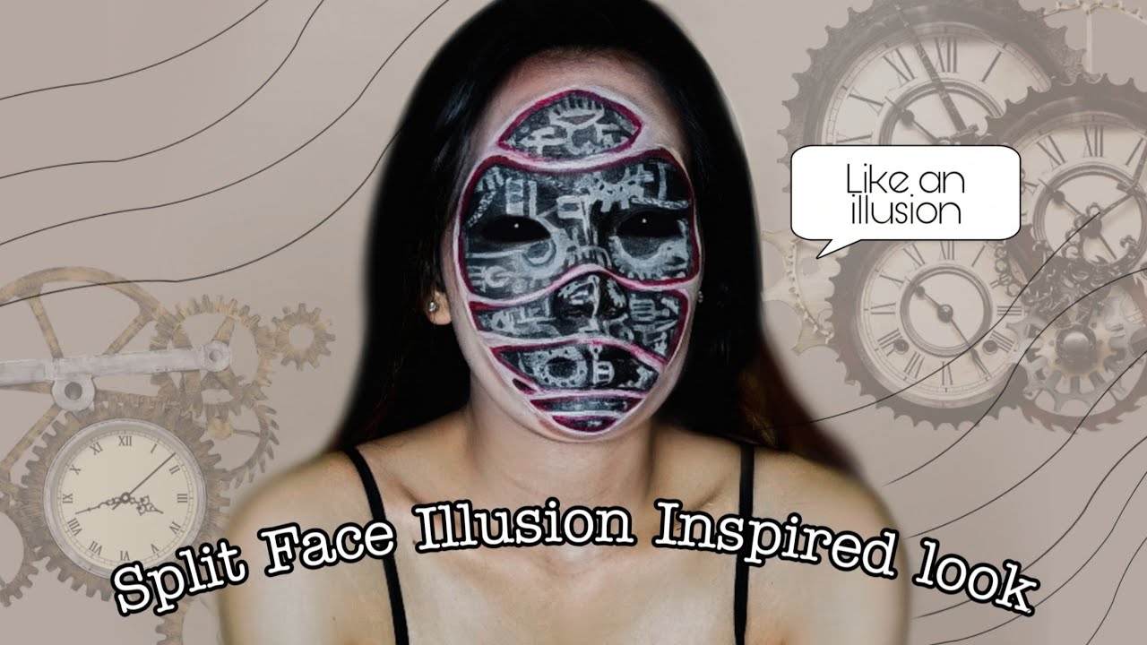 Split face Illusion Inspired look using Face Paints and Make Ups ...