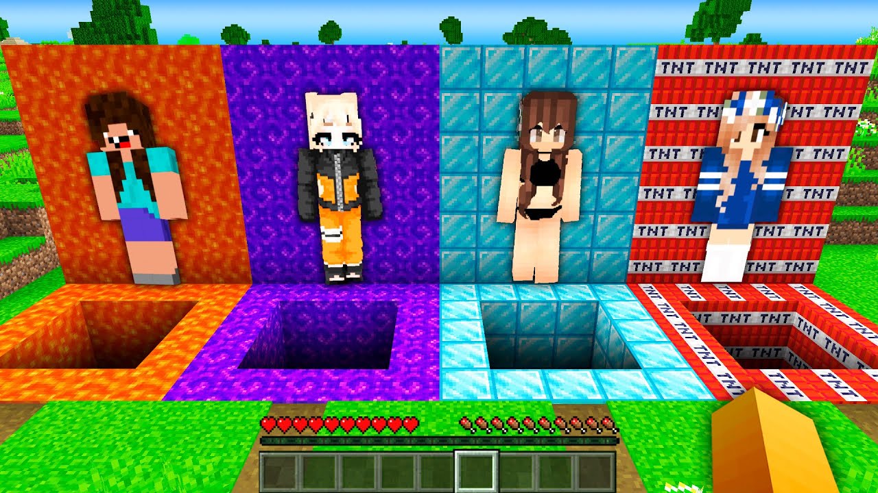 I found a SECRET PIT with GIRL in Minecraft ! What's INSIDE the GIRL ...
