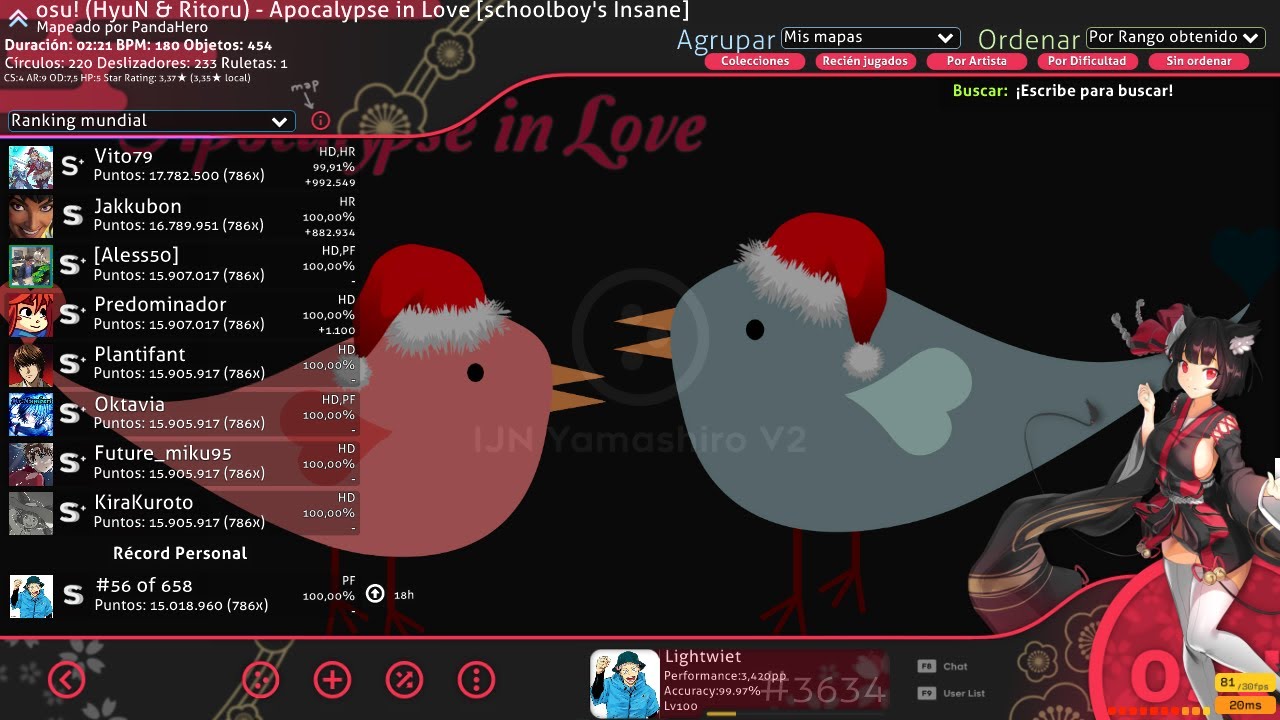 「Osu! Catch」3,37⭐Apocalypse in Love (HyuN & Ritoru) | [SS Rank Insane ...