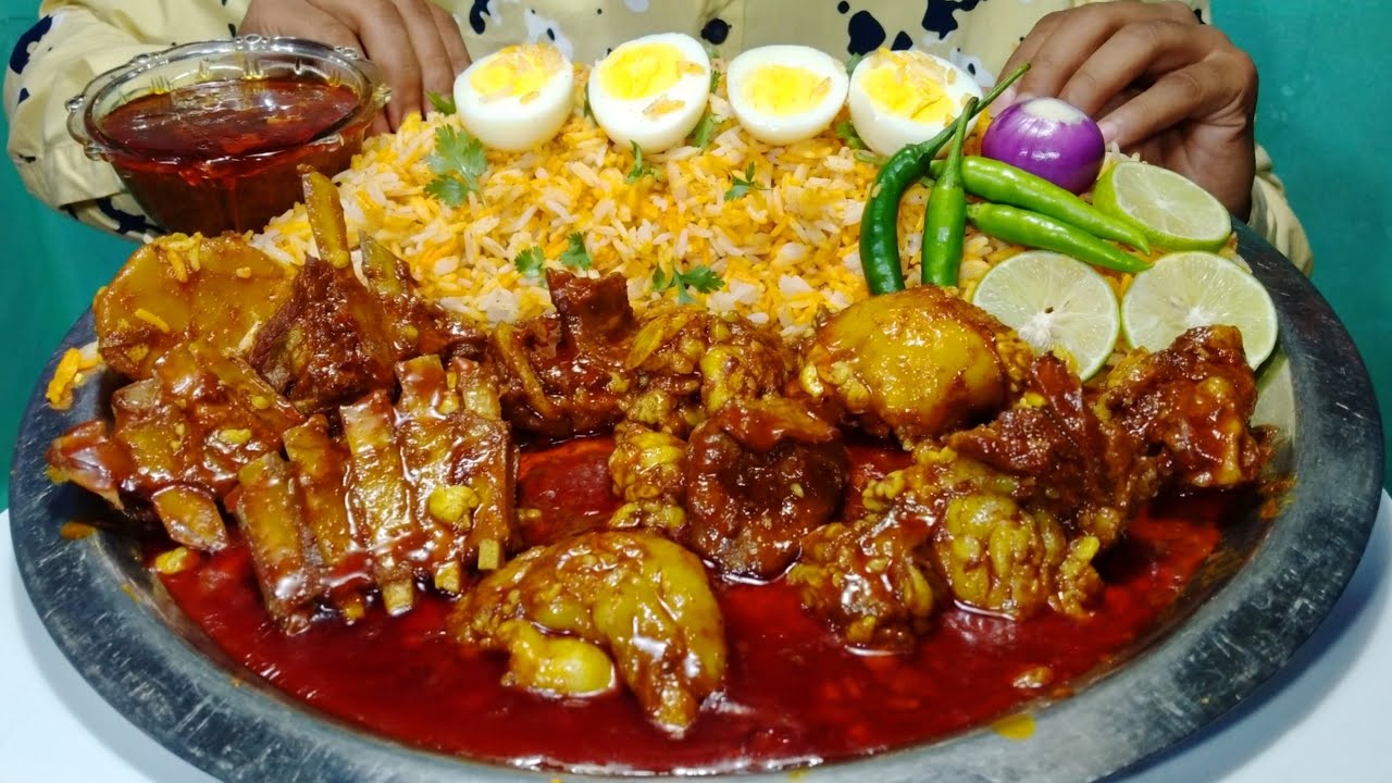 Fatty Mutton Curry Mutton Ribs Curry Egg Biriyani Spicy Curry | Big ...
