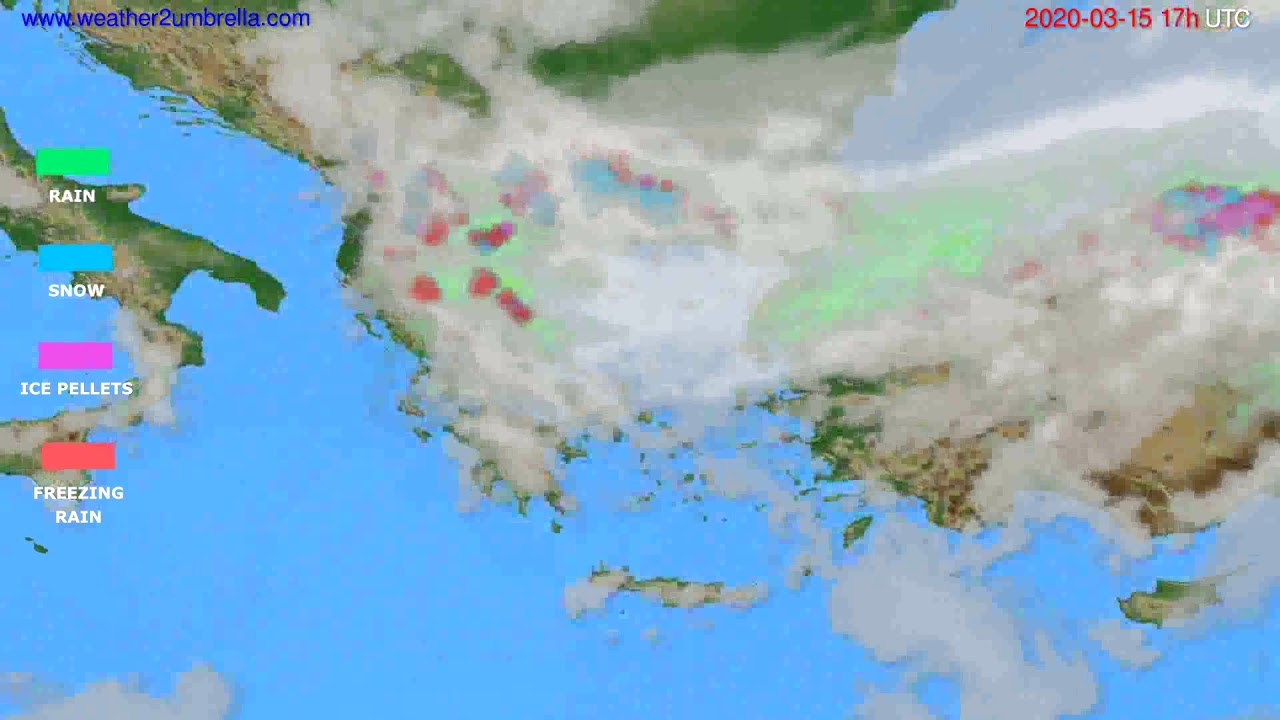Precipitation forecast Greece // modelrun: 12h UTC 2020-03-14 - YouTube