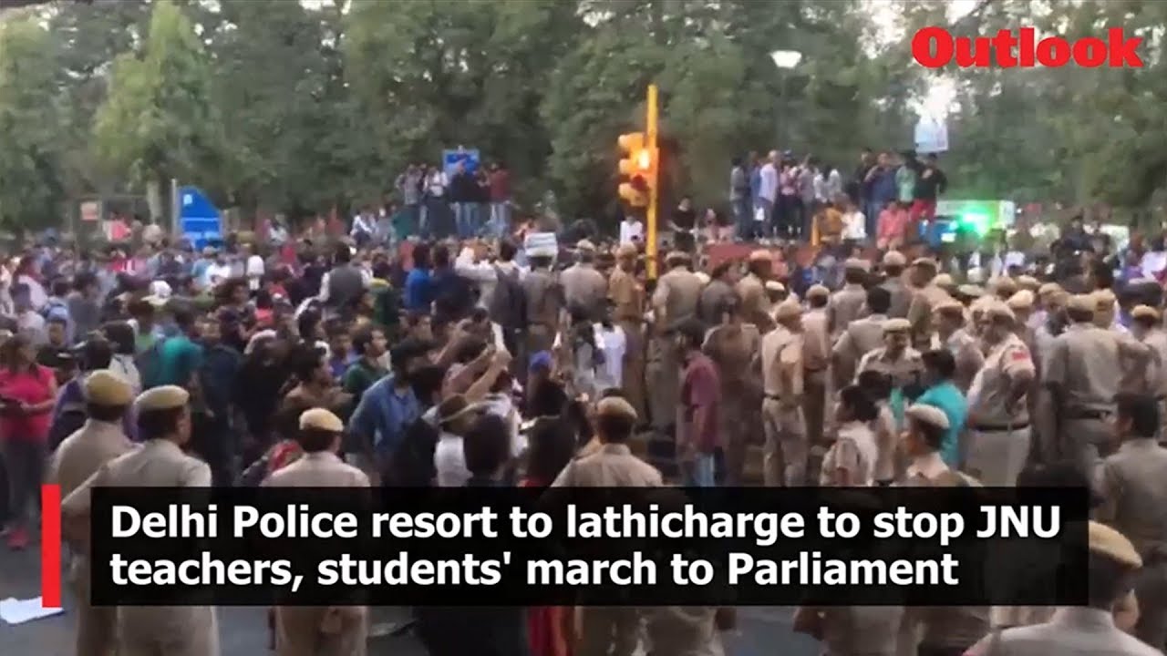 Delhi Police resort to lathicharge to stop JNU teachers, students ...