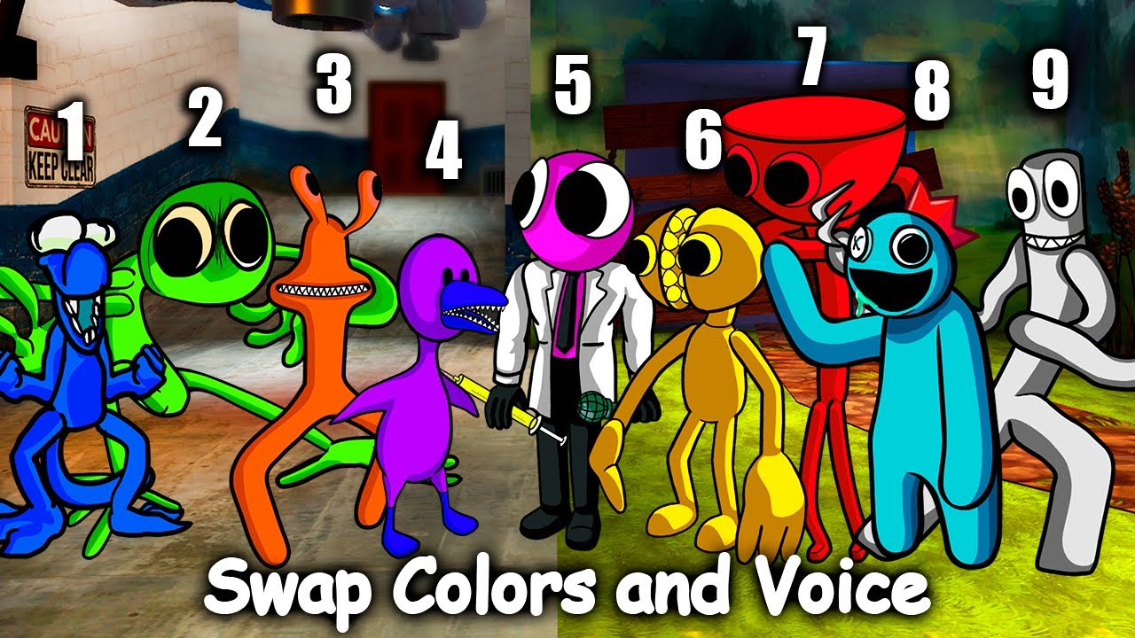 2D Rainbow Friends Swap Colors and Voice All Phases #2 | Friday Night ...
