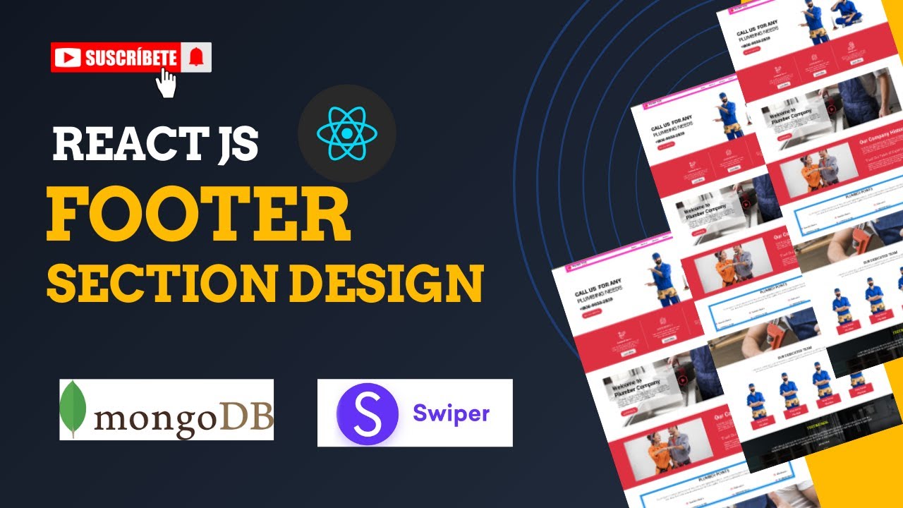 Responsive React Footer Design | Create Modern Footer Section with ...