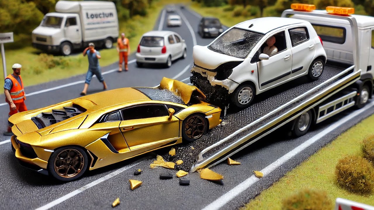 Hot Wheels Diecast Lamborghini Crash Test – Epic Tow Truck Collision ...