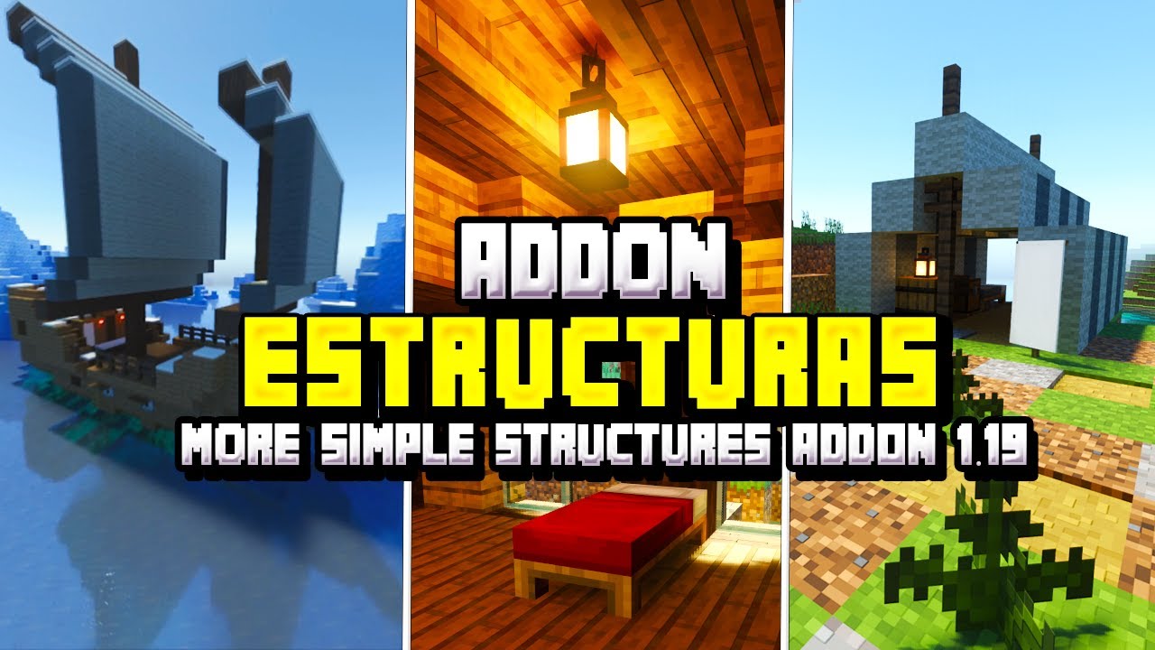 ADDON de ESTRUCTURAS para MINECRAFT PE 1.19 * more simple structures addon 1.19 *MODS para ...