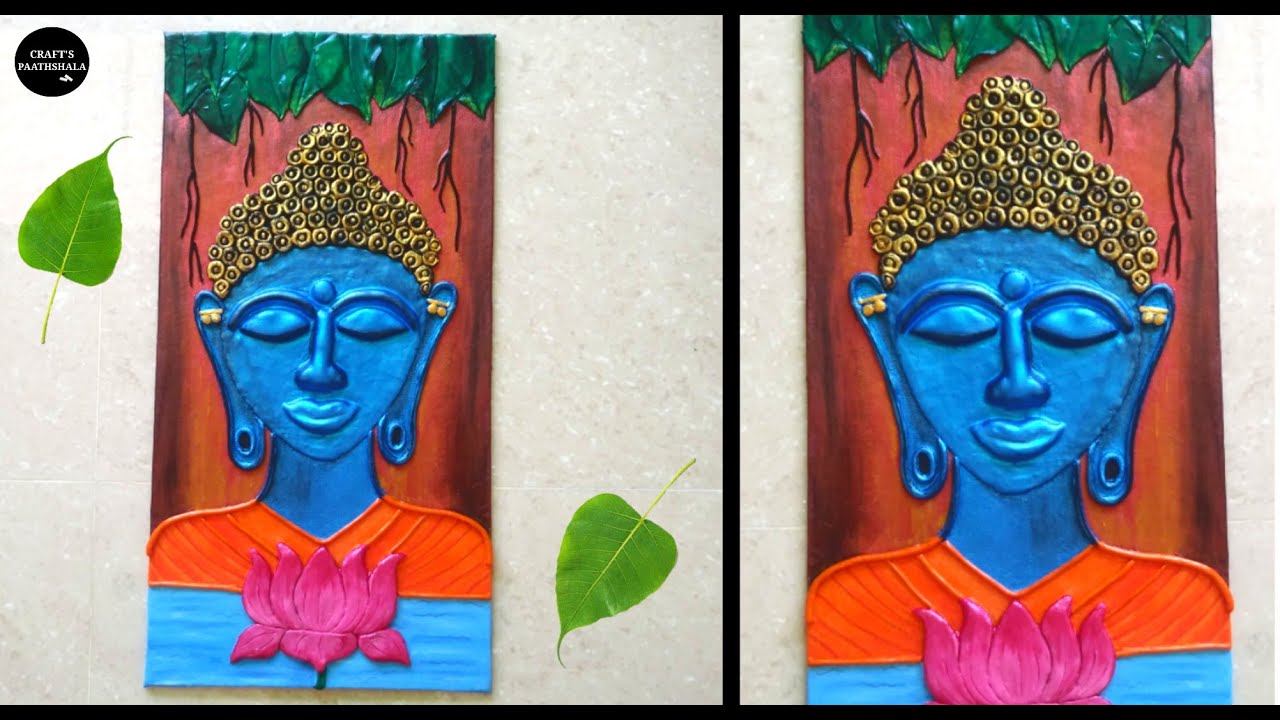 Clay Mural Buddha Painting On Canvas | DIY Buddha Wall Decor | Buddha ...