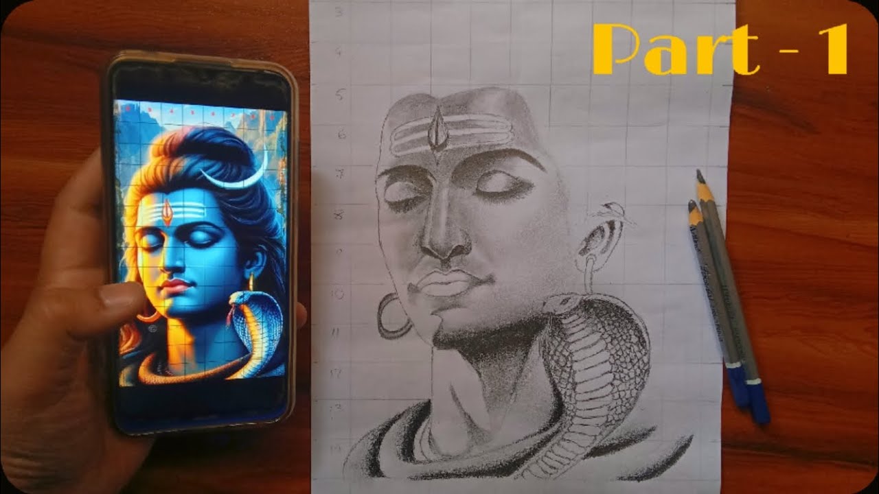 Mahadev drawing tutorial || Mahashivratri special drawing || Grid method tutorial - YouTube