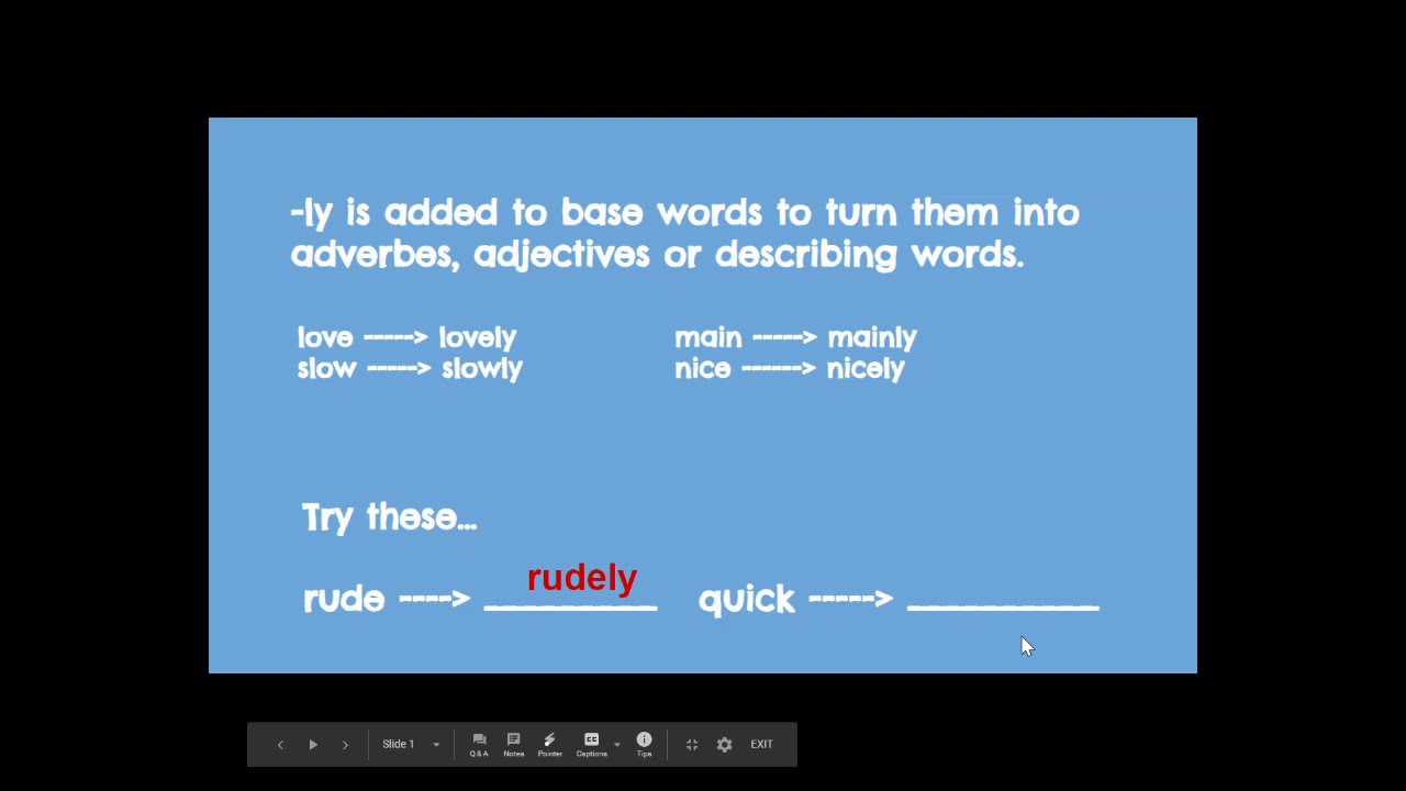 adding -ly - YouTube