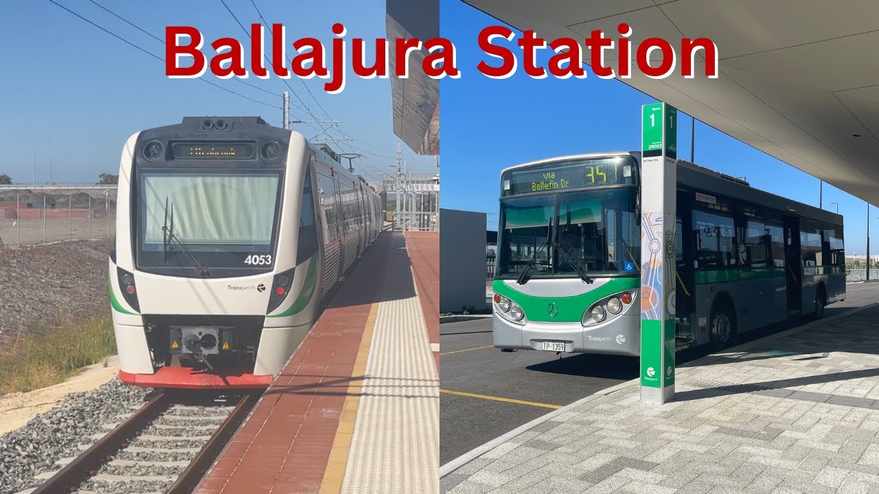 Trains and buses at Ballajura Station - YouTube