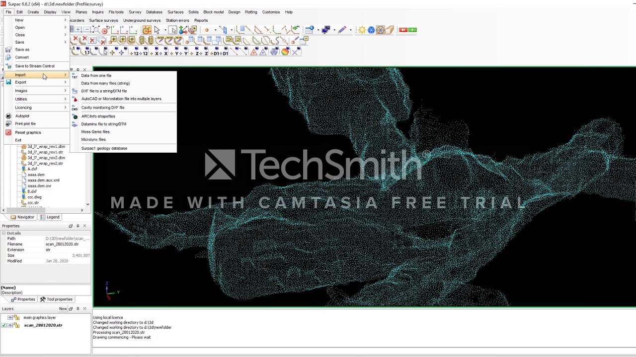 Create Solid DTM from point cloud with surpac and 3D Reshaper - YouTube