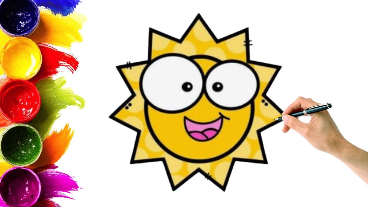Draw a cute Sun VERY EASY For Kids | 画一个可爱的太阳 | Нарисуй милое солнышко ...