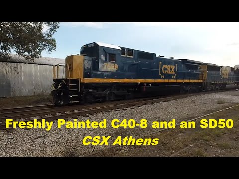 Newly Painted C40-8, Interesting Horn, Leads CSX Freight - CSX 7529, 8549 - YouTube