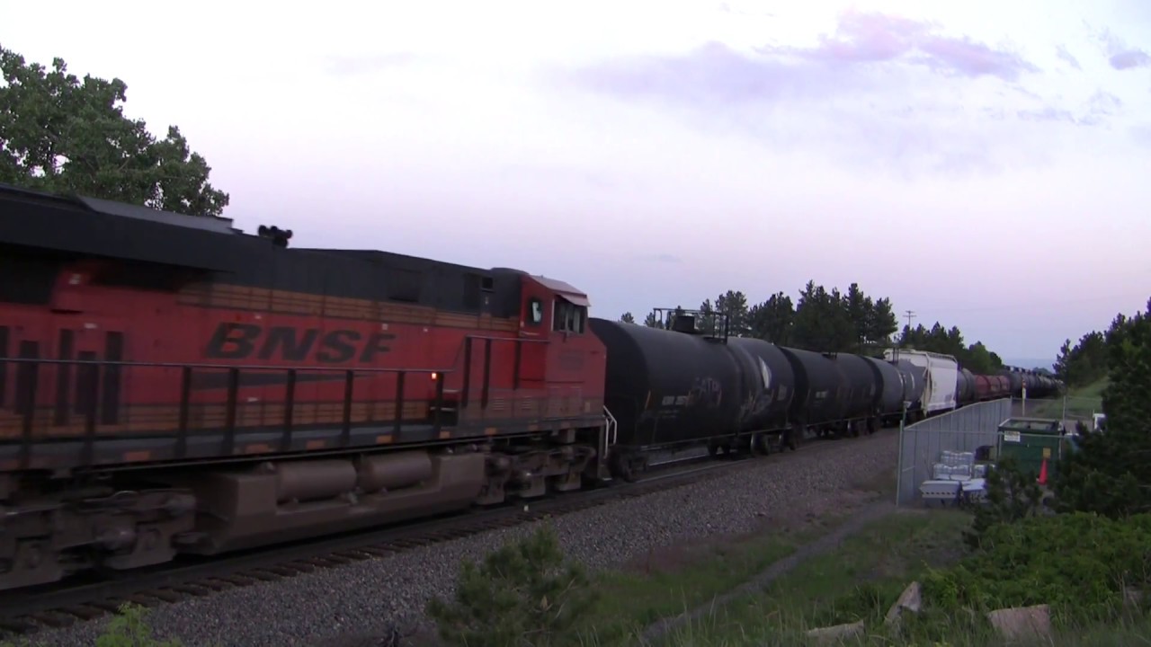 Long BNSF freight train climbs the grade of the Moffat Route in ...
