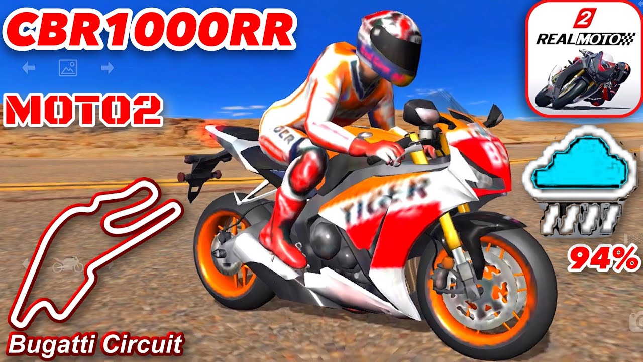 Real moto 2 :CBR1000RR ฝนตก94% Bugatti Circuit (MOTO2) GP MODE #เกมแข่ง ...