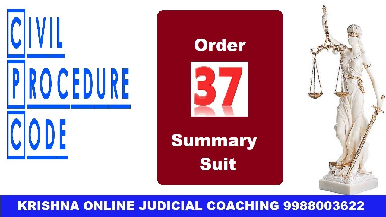 Lecture - 27 of CPC -Topic - Order- 37 - Summary Suit - YouTube