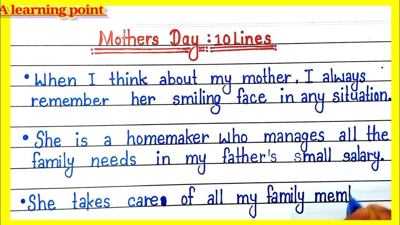 10 Lines On Mother's Day In English/Essay On Mother's Day/Mother's Day ...