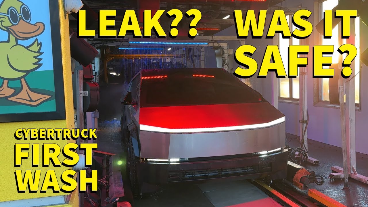 Washing Cybertruck for the first time at Automatic Car Wash - YouTube
