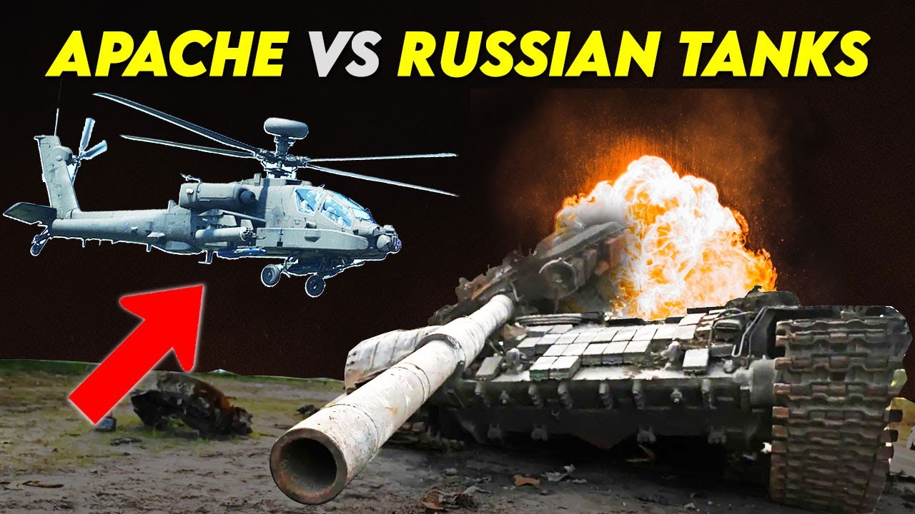 AH-64 Apache helicopter destroying Russian tanks in Ukraine - YouTube