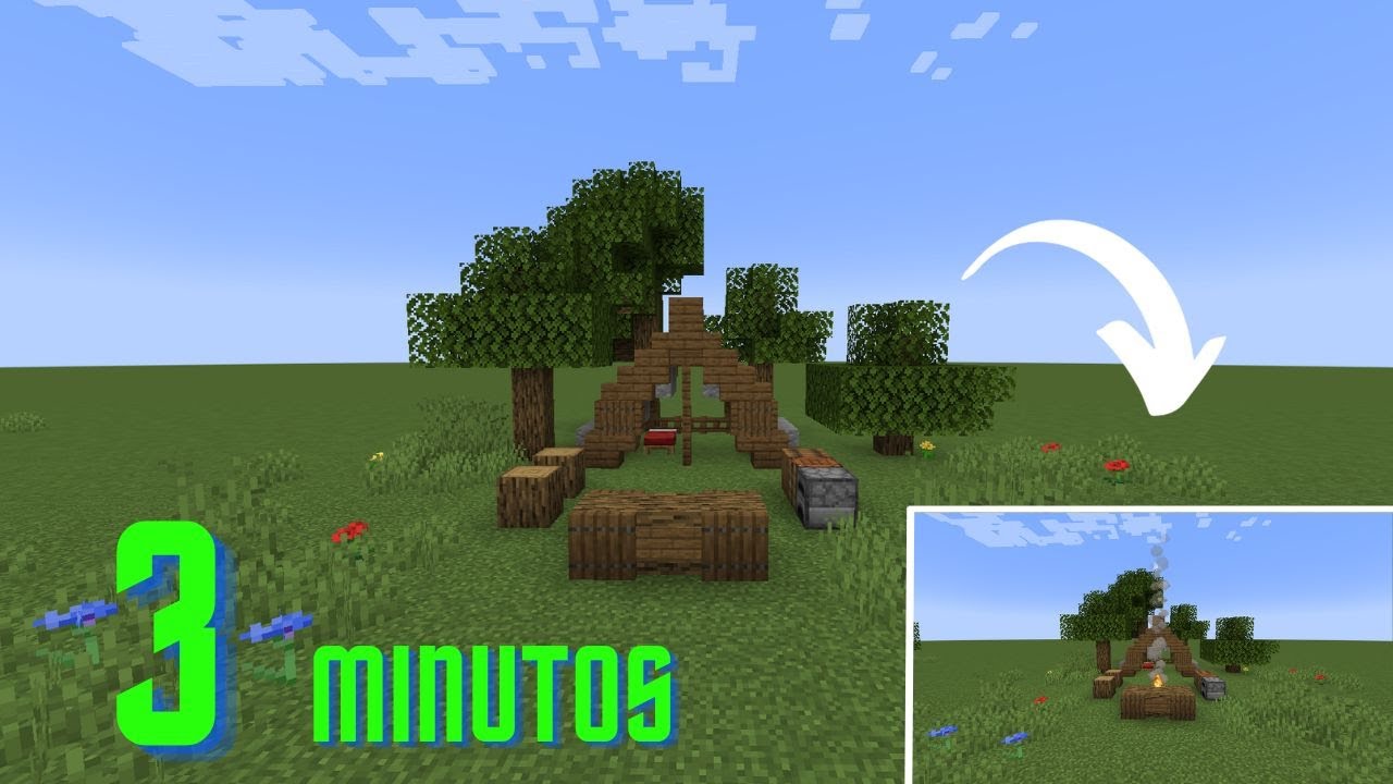 Como fazer uma cabana muito bonita e rápida no MINECRAFT (em 3 minutos ...