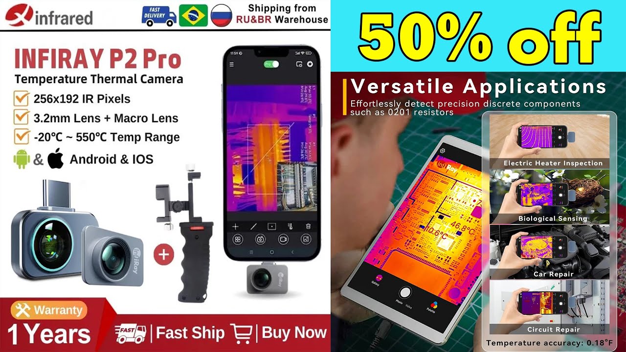 InfiRay P2 Pro Thermal Camera for Phone Infrared Thermal Imager Night ...