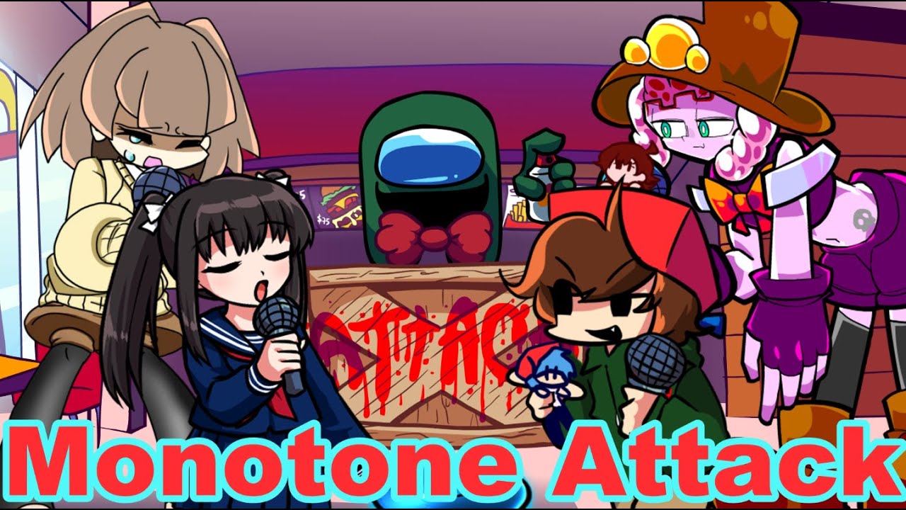【FNF】Monotone Attack[Giraffe VS Siron VS Slowr VS Lily]【Cover】 - YouTube