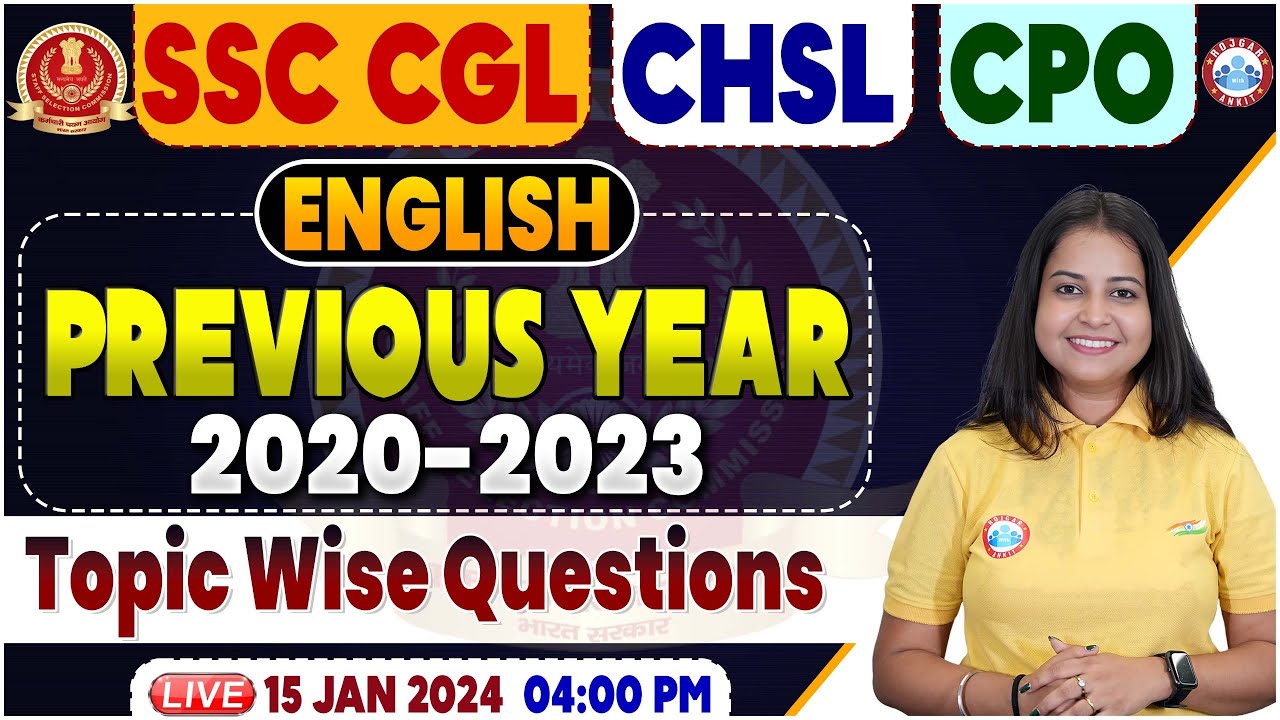 SSC CGL/CHSL/CPO PYQ's | English Previous Year Questions | SSC Topic ...