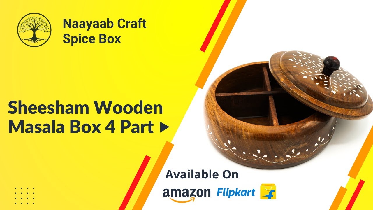 Naayaab Craft Pakka Sheesham Wooden Masala Box 4 Part - YouTube