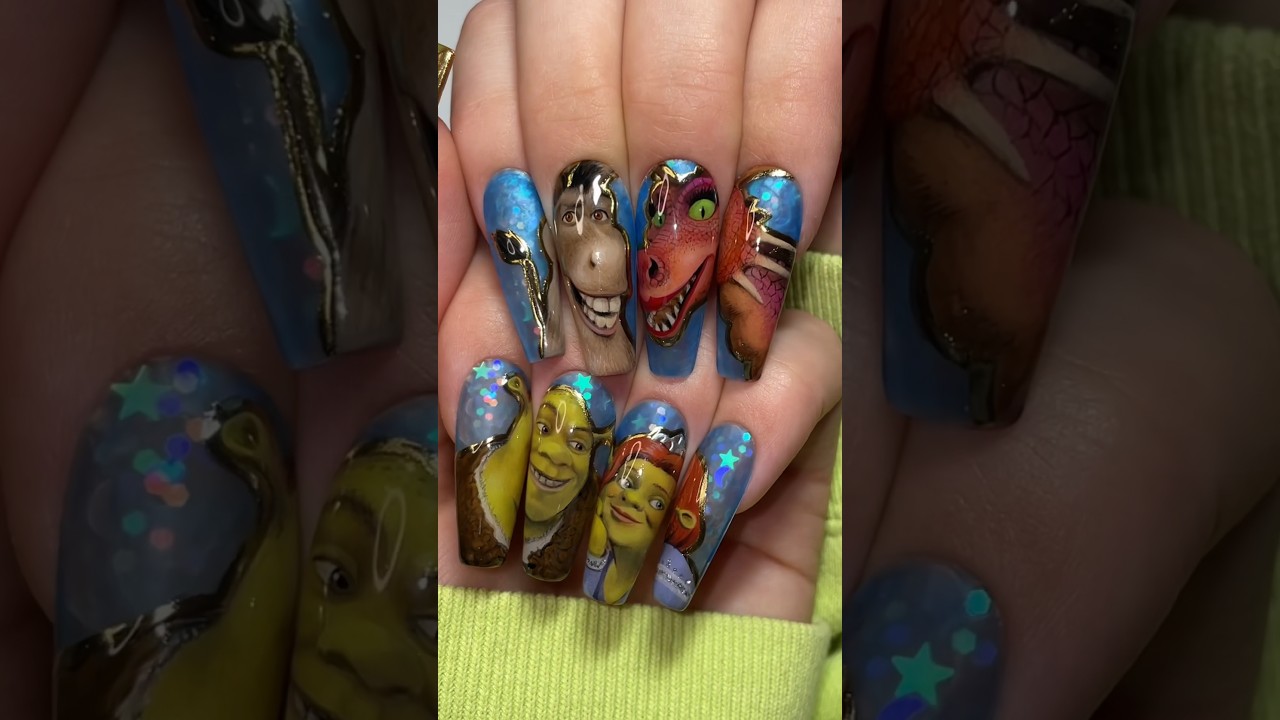 SHREK nail art?! 👀🤢😂 #shorts #nails #nailart #nailartist #naildesign # ...