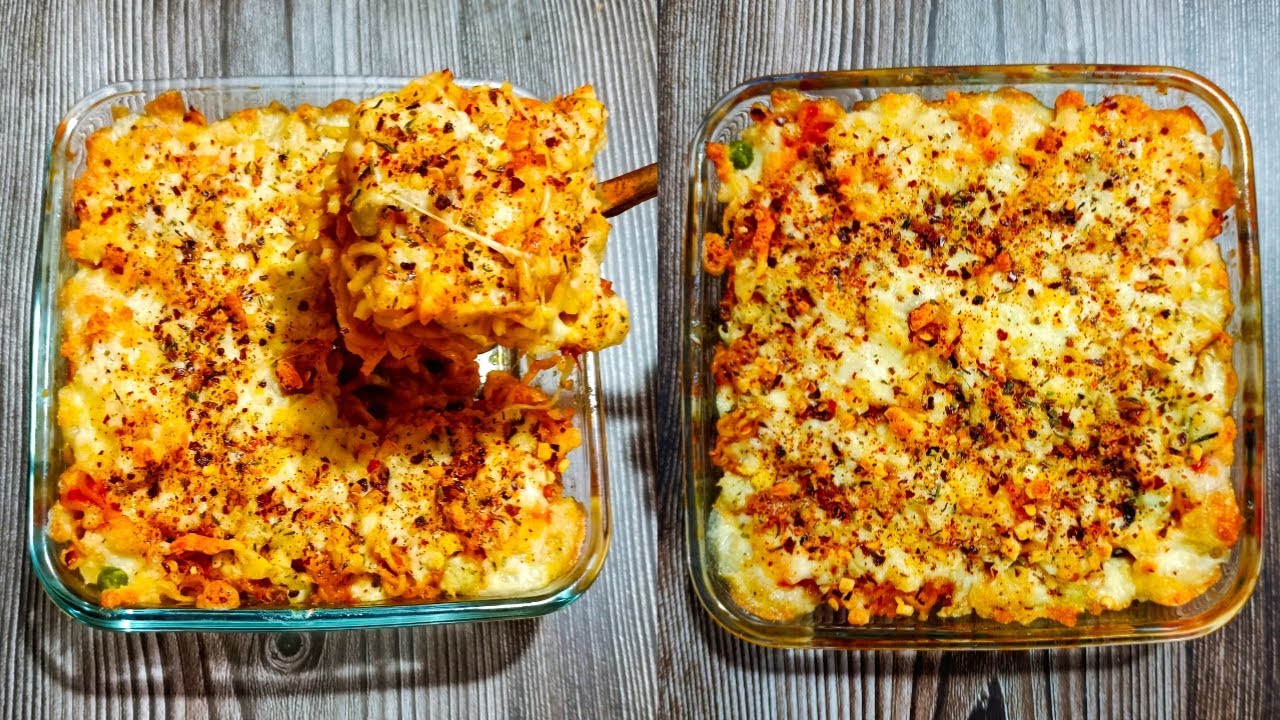 Baked Maggi II Cheesy baked Maggi II Yammi & easy maggi recipe - YouTube