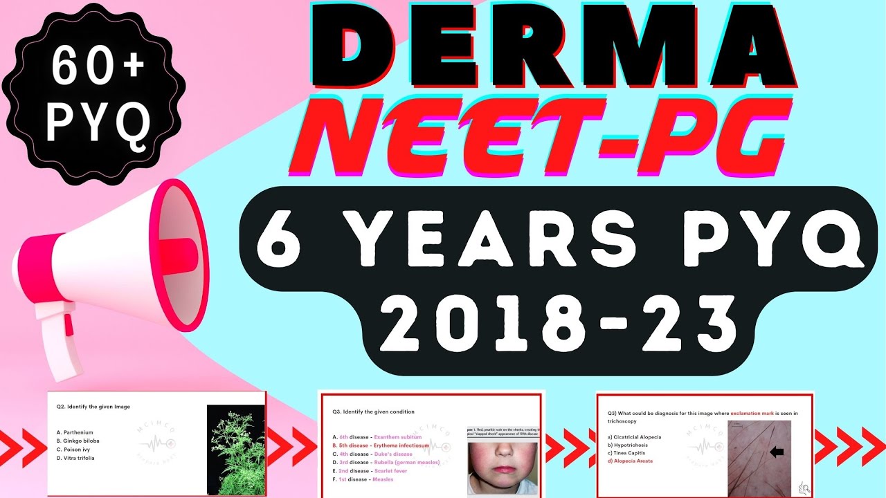 Derma NEET-PG last 6 year PYQ / Neet pg recall dermatology - YouTube