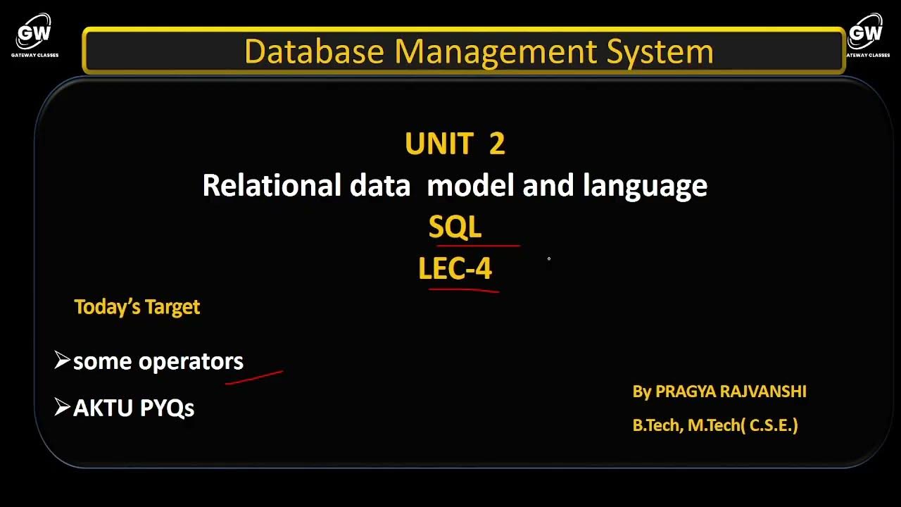 DBMS II ONE SHOT Revision I U-2 Part-13 II Some Operator II @Btecheasy lec13 - YouTube