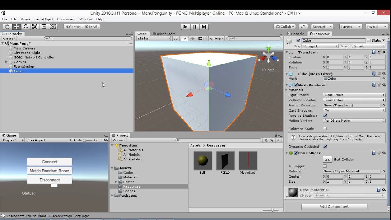 Unity + Photon: Pong Multiplayer Online Parte 4/5 - YouTube