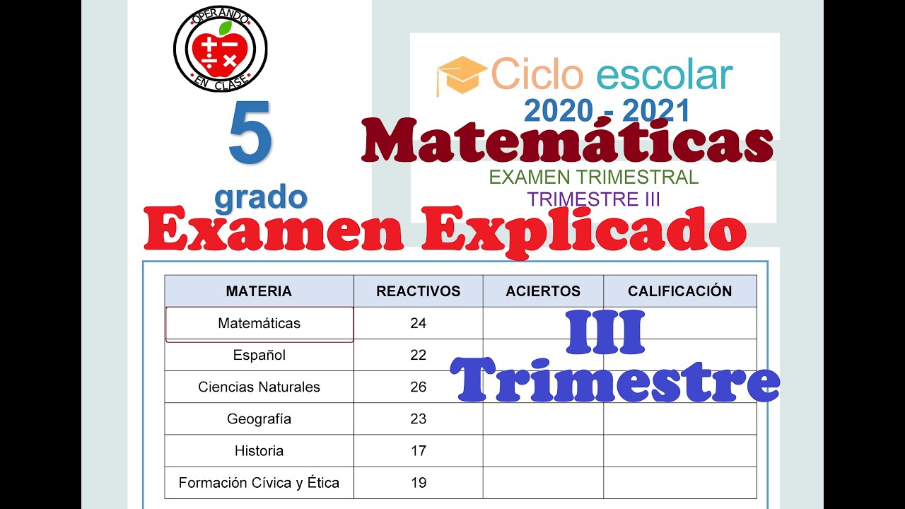 Examen Quinto Grado De Primaria Tercer Trimestre at Brianna Briscoe blog