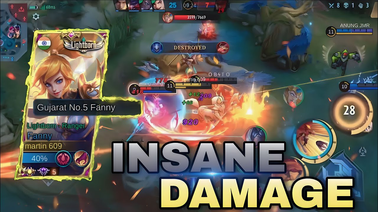 FANNY INSANE DAMAGE BUILD GAMEPLAY | FANNY BEST BUILD AND EMBLEM SET ...
