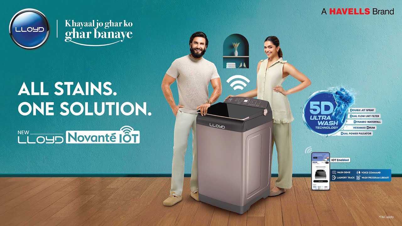 Lloyd Novante Washing Machine | IoT | 5D Wash | Ranveer & Deepika ...