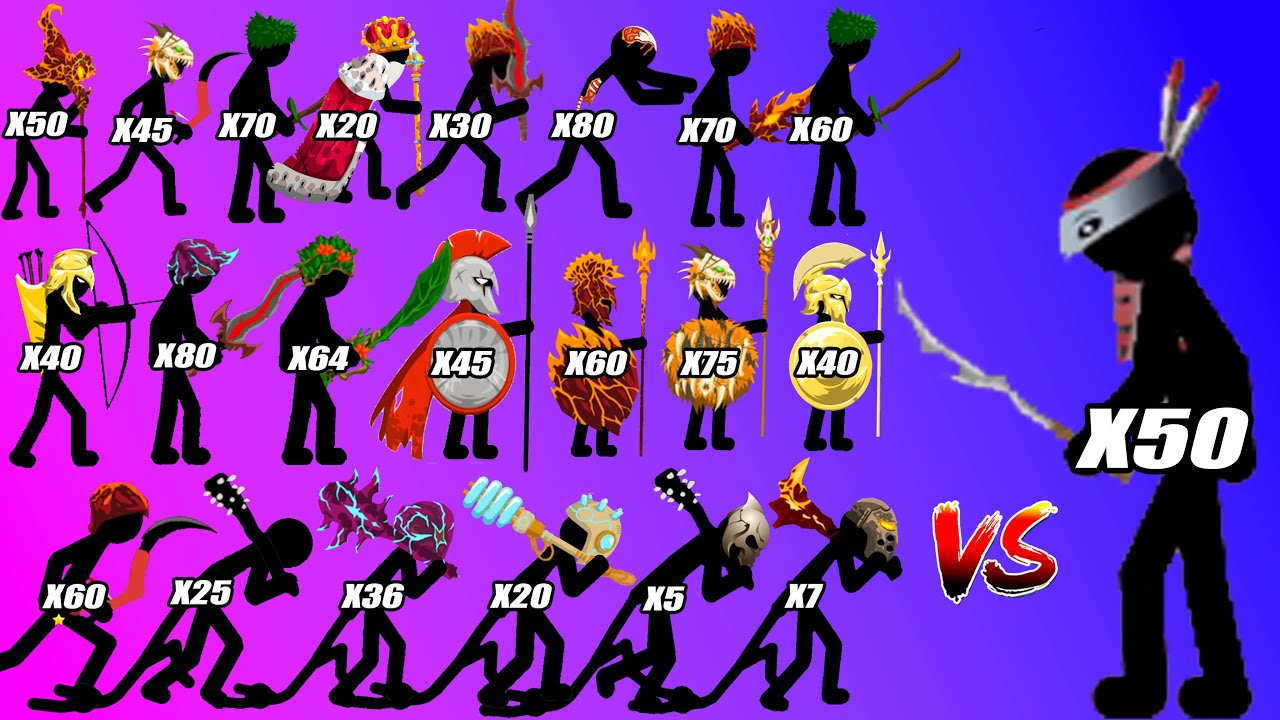 All Skins Army Stick Figures Vs Toxophilite Spearton || Stick War ...