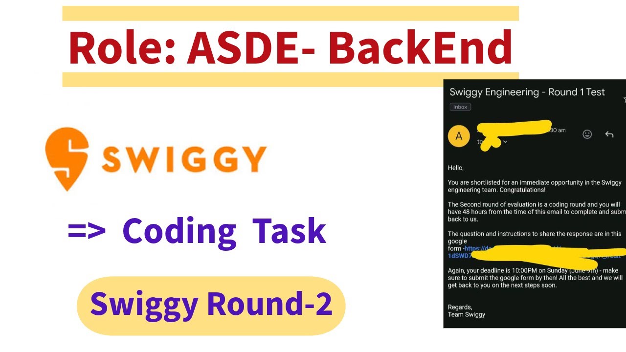 Swiggy Round2 Coding Assignment Coding Task Assignment Backend Asde Role Youtube