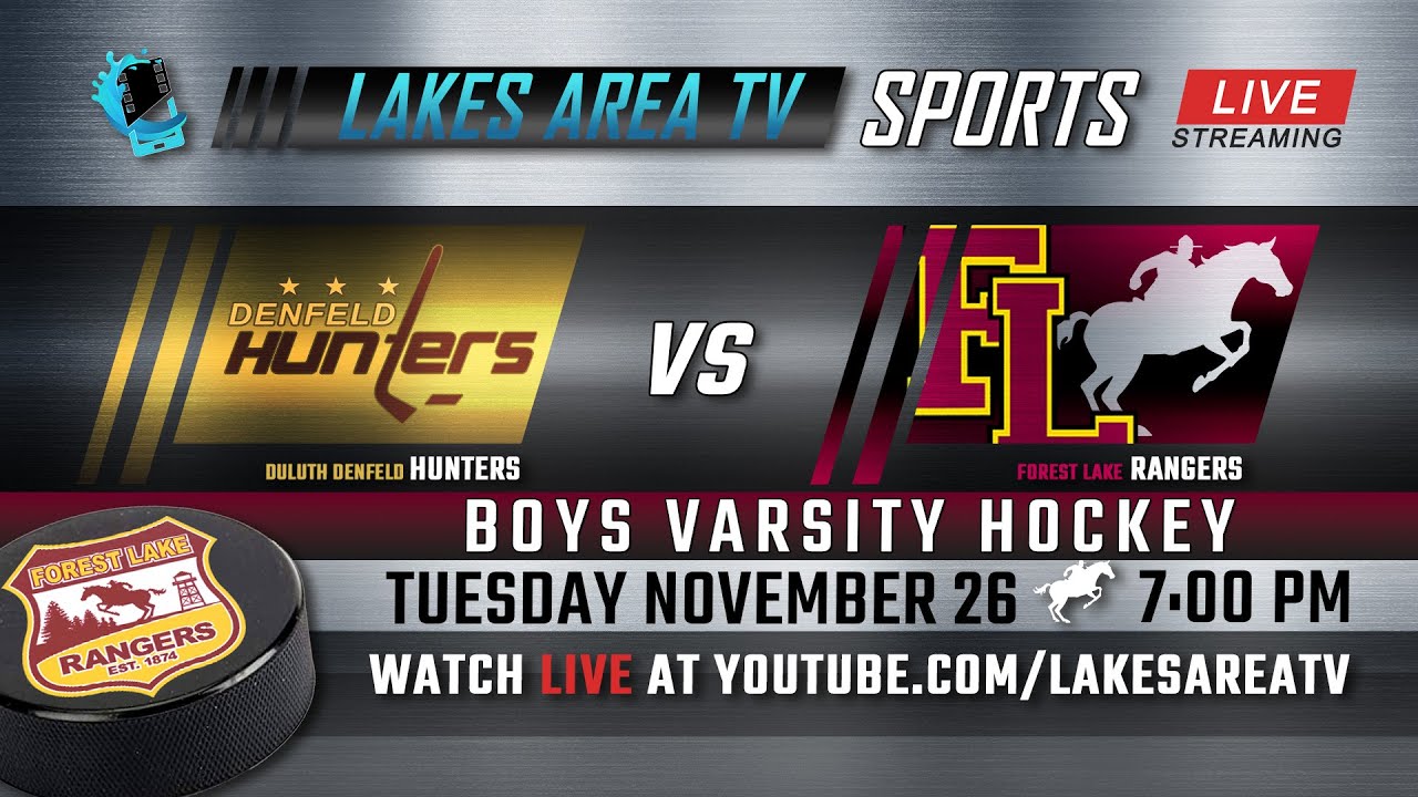 Rangers Boys Varsity Hockey vs Duluth Denfeld Hunters - LIVE - YouTube